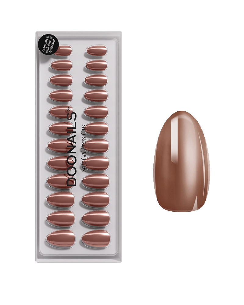 Doonails | Soft Gel Press Ons - Glazed Chocolate Short Almond